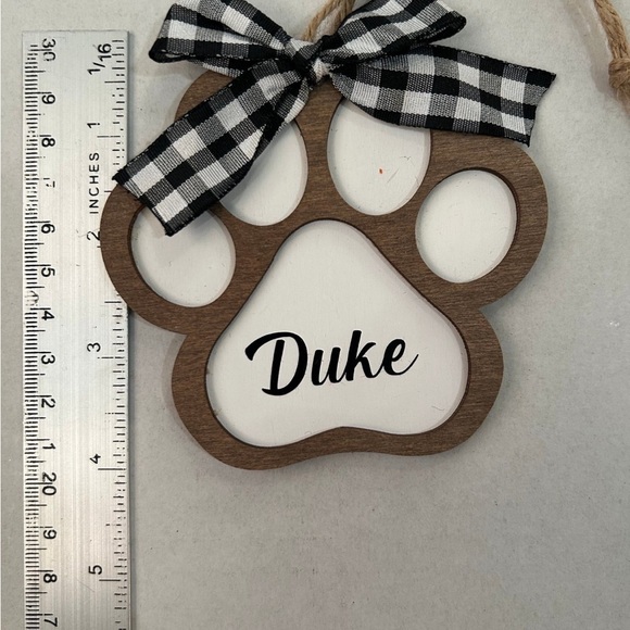 Handmade | Holiday | Duke Paw Print Ornament With Black And White Bow ...